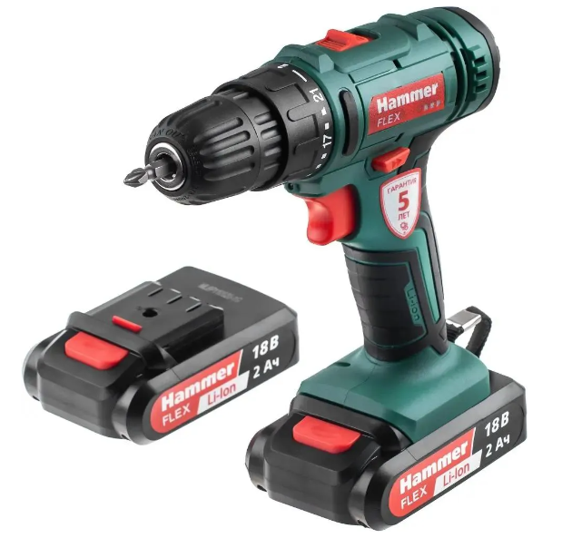 Дрель-шуруповерт Hammer ACD18BS 2Ач, [680329]