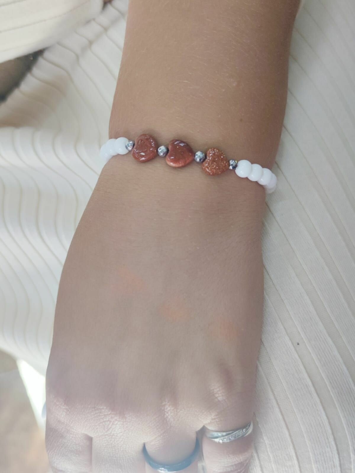 Браслет, авантюрин, искусственный камень