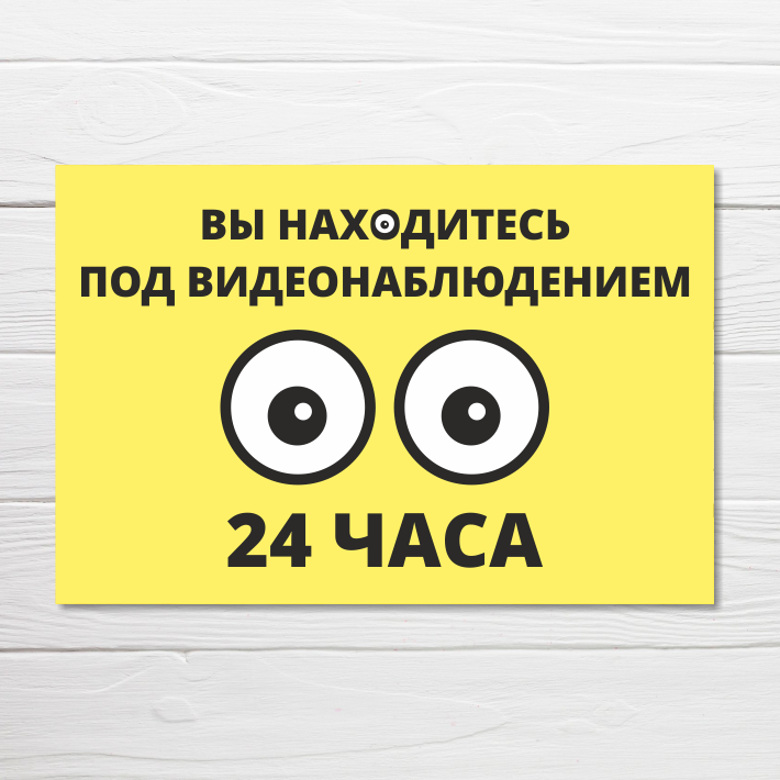 Табличка "Вы находитесь под видеонаблюдением 24 часа", 40х27 см, ПВХ
