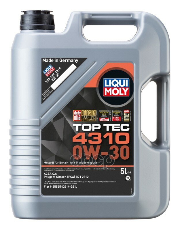 LIQUI MOLY Масло моторное Top Tec 4310 0W-30 C2 PSA B71 2312 (5л) 2362
