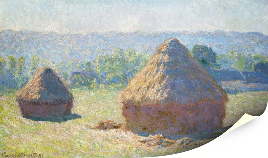 "Стога. Конец лета", Моне, Клод, картина (репродукция) (70х41 см / без подрамника)
