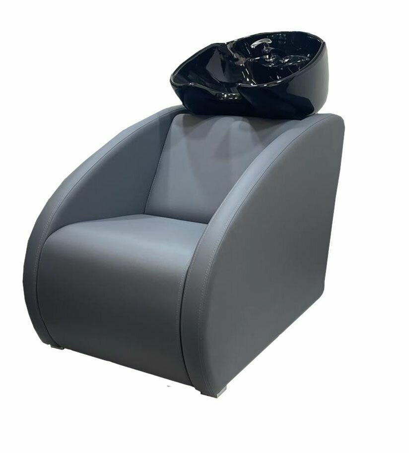 Парикмахерская мойка "Пума", серый цвет - черная глубокая раковина