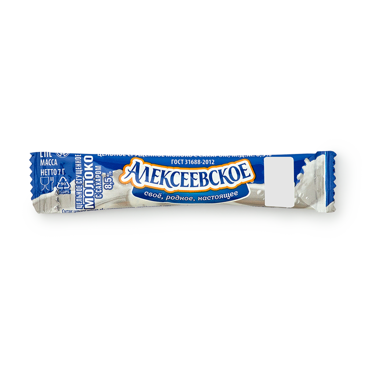 Сгущенное молоко Алексеевское, 8,5%, порционное, в стике, 7 г