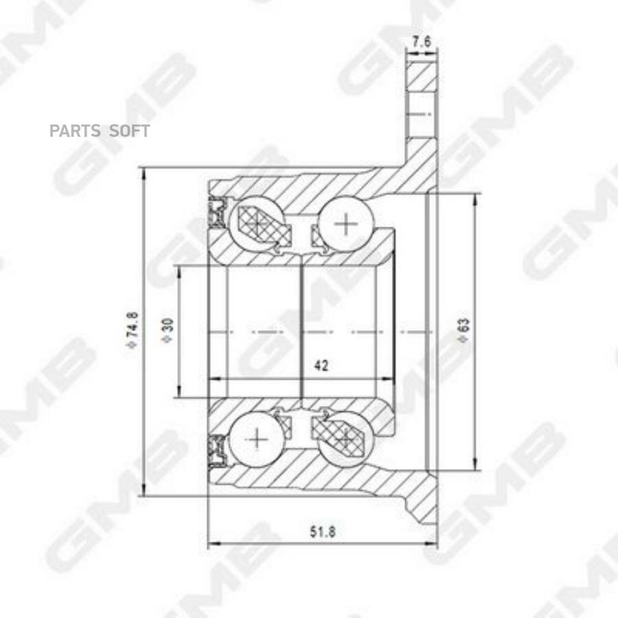 GH21390T GMB Ступица задняя (с ABS)