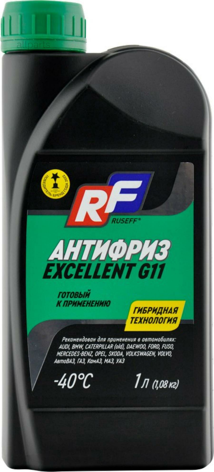 RUSEFF 17341N Антифриз ANTIFREEZE EXCELLENT G11 Зеленый, 1л