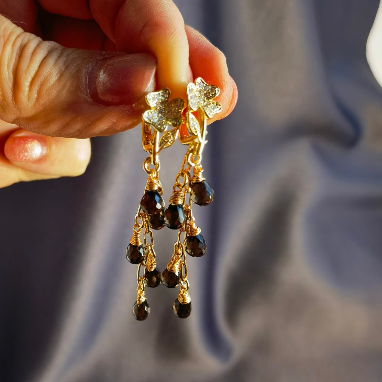 Серьги, раухтопаз