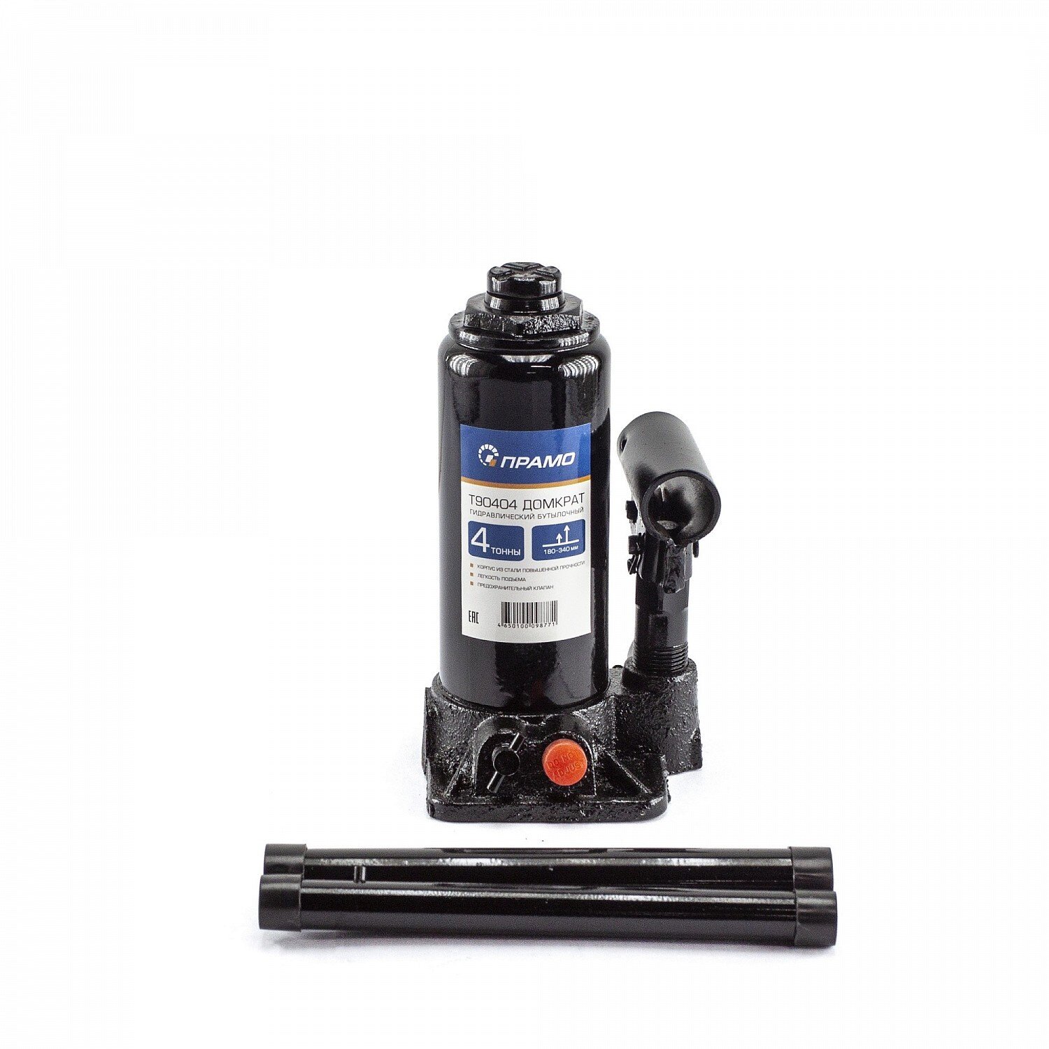 Домкрат гидравлический бутылочный 4 т Прамо (подъем 194-372 мм)