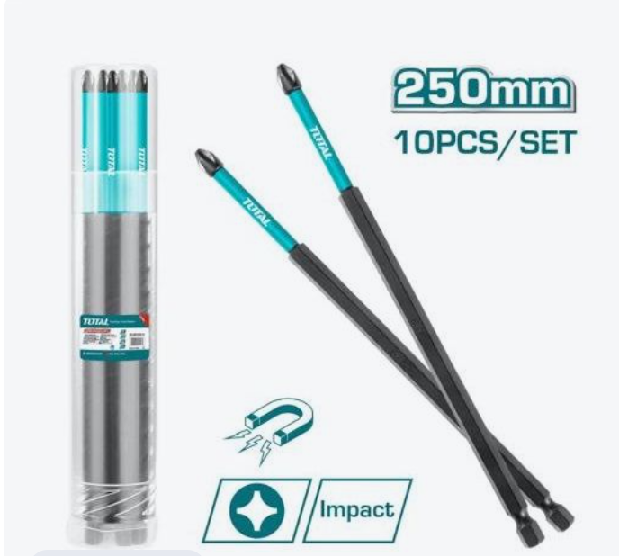 Набор ударных бит 10шт PH2 *250mm TOTAL