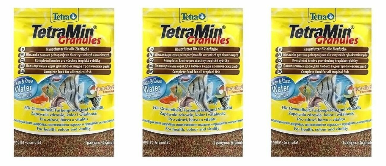 Tetra Корм для декоративных рыб TetraMin Granules, гранулы, 15 г, 3 уп/