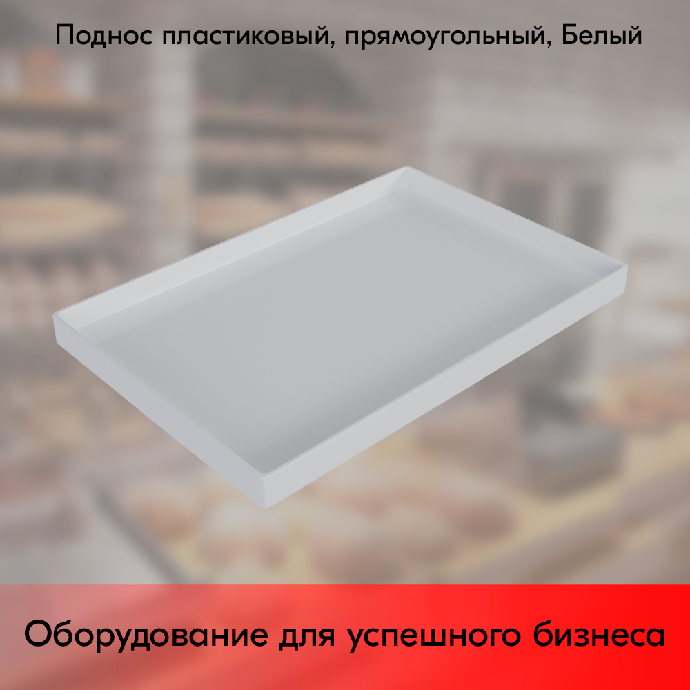 Поднос пластиковый, прямоугольный, 300х200х18, Белый глянцевый