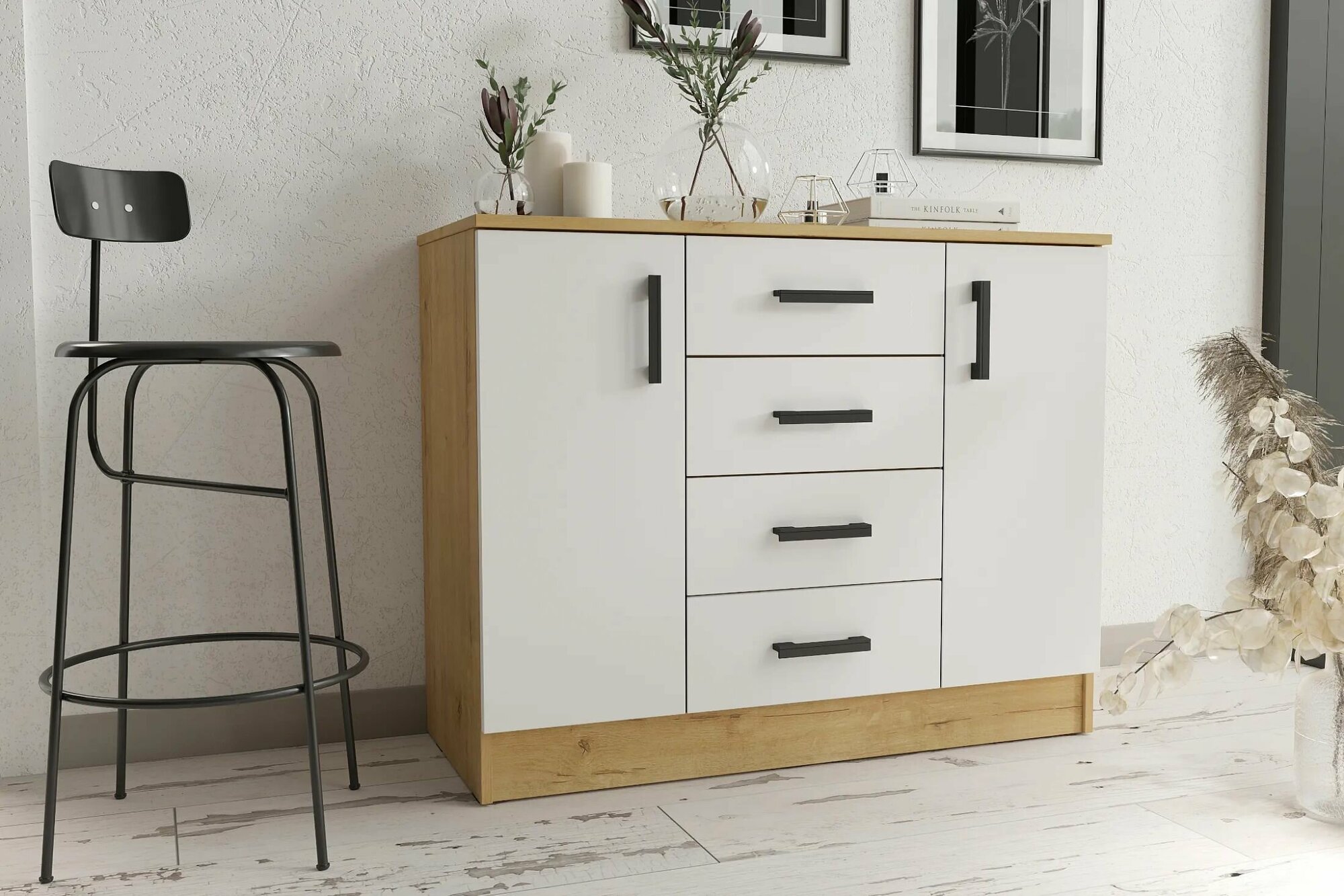 ЛДСП Комод К1000-2Д Дуб вотан-Белый