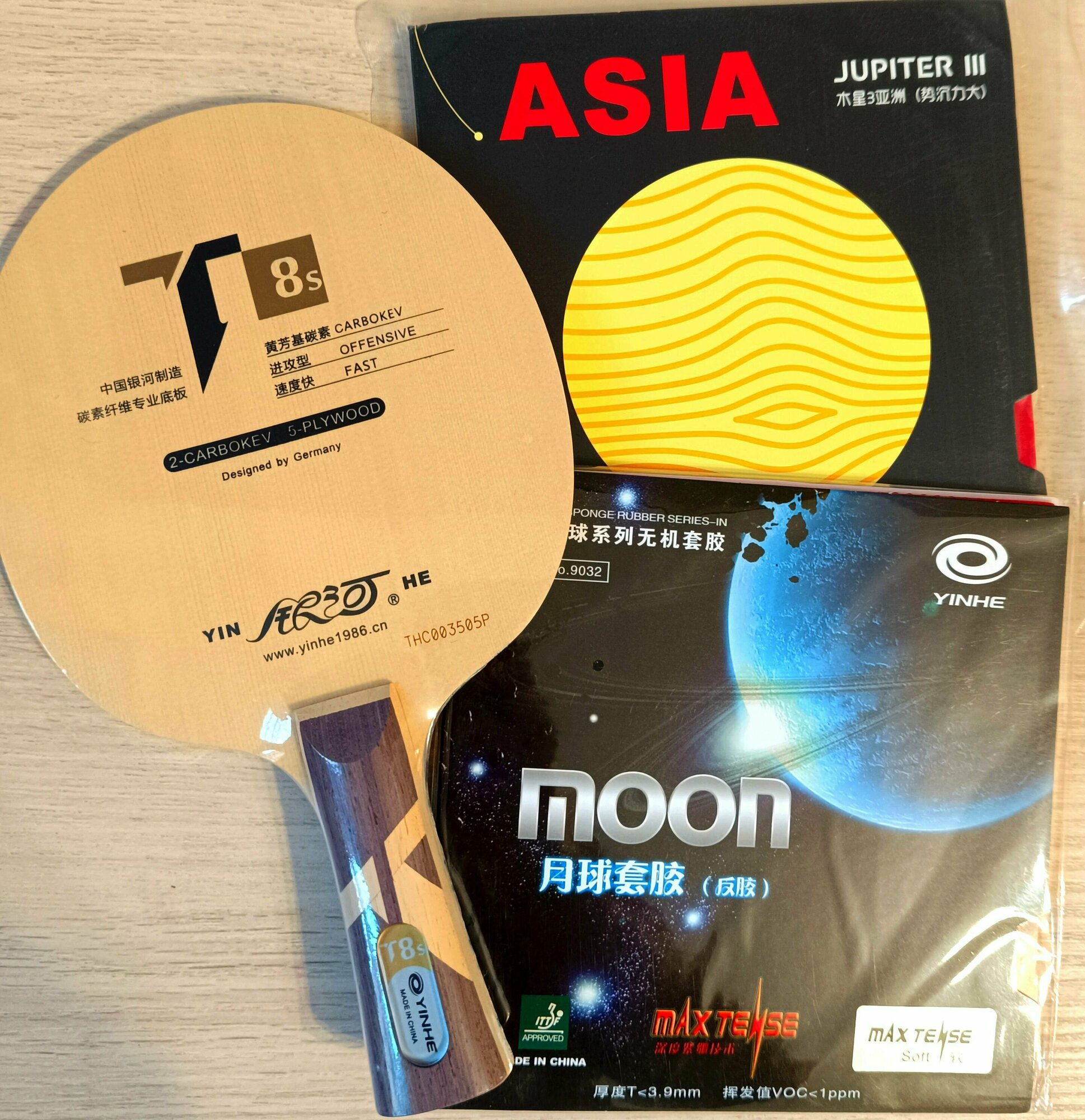 Ракетка Ручная сборка ! Yinhe T8S + Yinhe Jupiter 3 Asia + moon (Атака + защита)