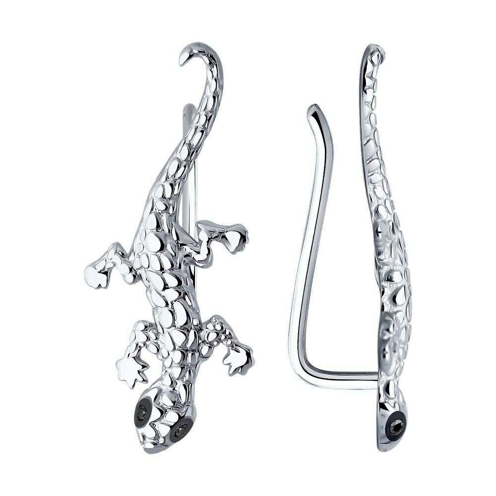 Серьги, серебро, 925 проба, родирование, фианит