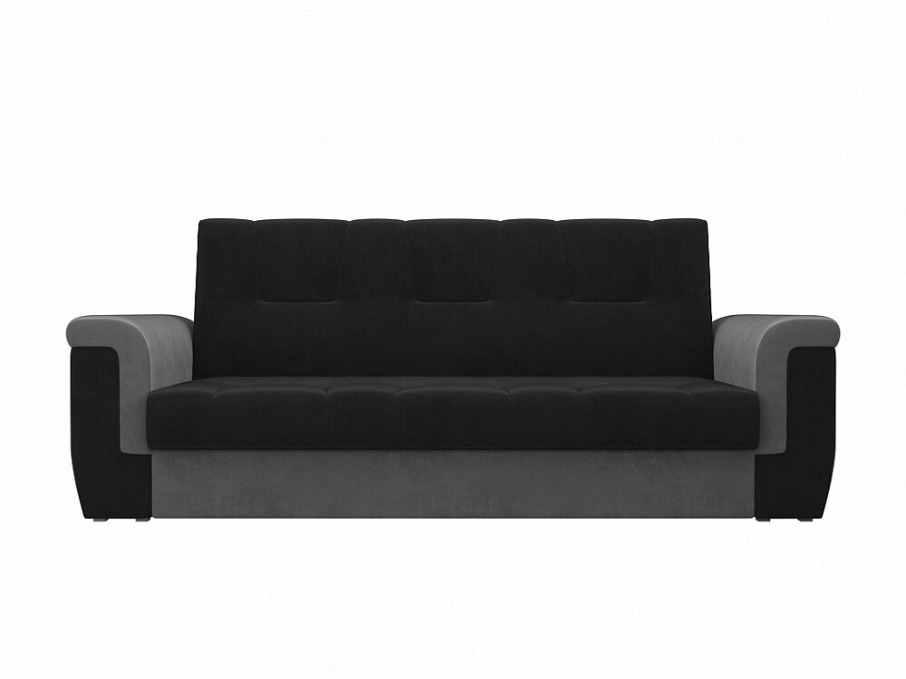 Прямой диван Эллиот Черно-Серый Велюр, книжка, 236х97х98 см, с ящиком для белья