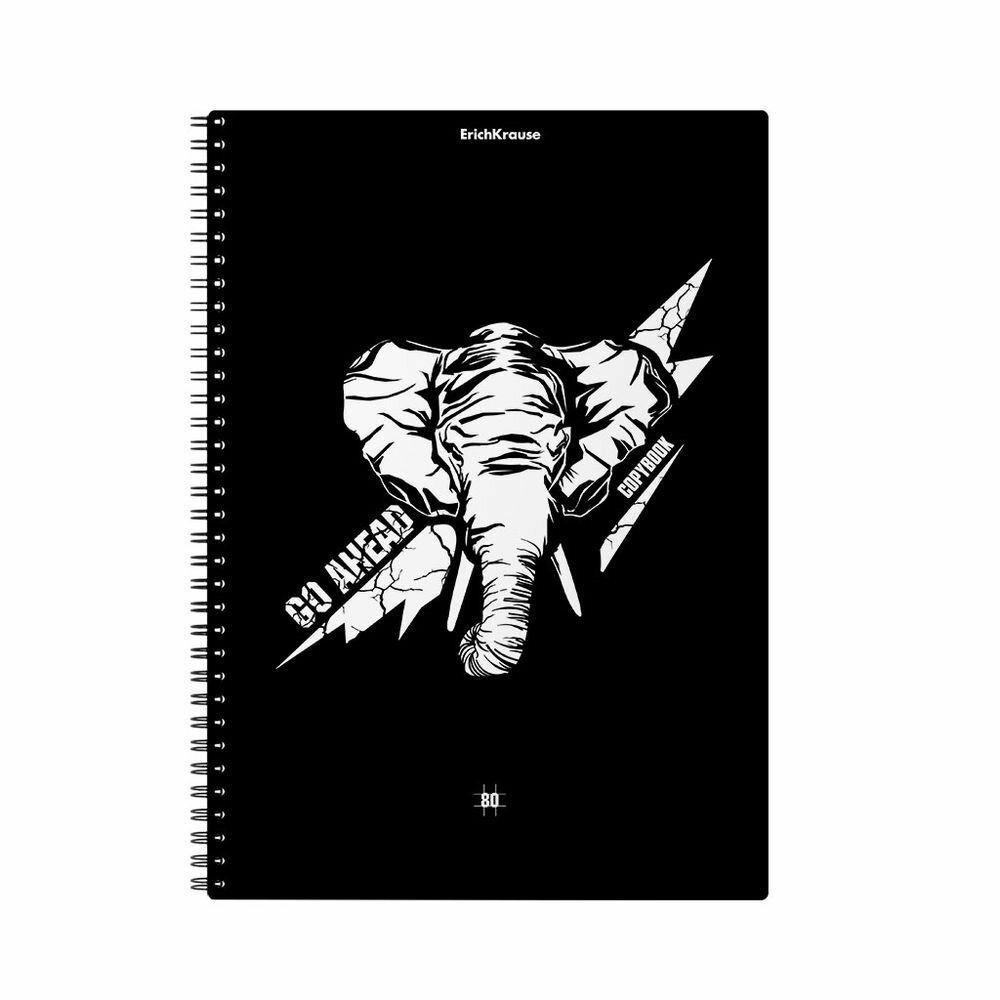 Тетрадь общая с пластиковой обложкой на спирали ErichKrause Go Аhead, Black and White, А4, 80 листов, клетка