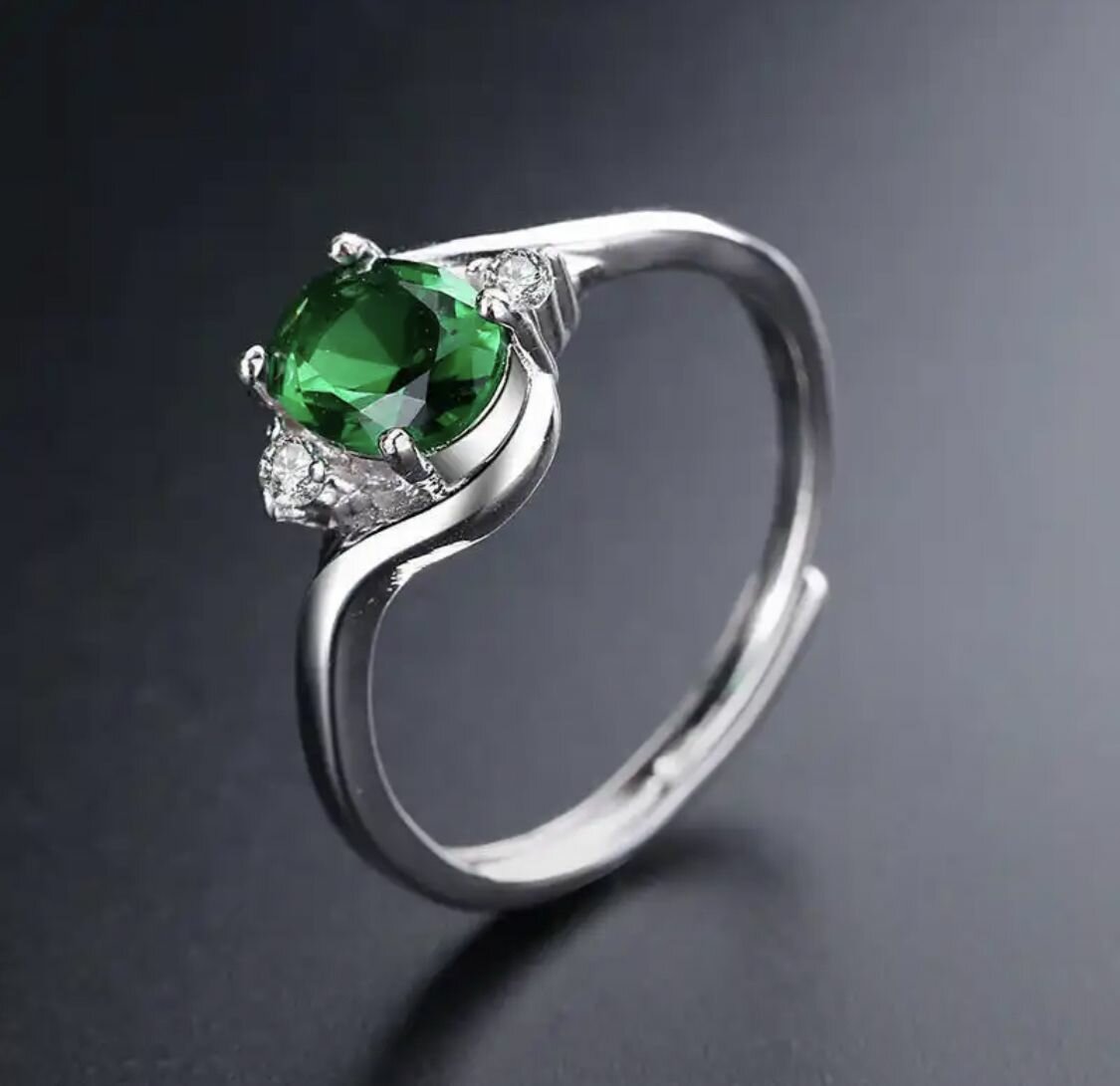 Кольцо с камнем (фианит), бижутерия женская - кольца, безразмерное кольцо под серебро, подарок на День Святого Валентина, 8 марта, День Рождения