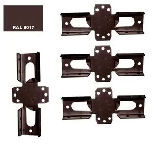 Кронштейн для столба заборного 60х60 мм цинк+порошковое покрытие коричневый RAL 8017 (4 шт.)