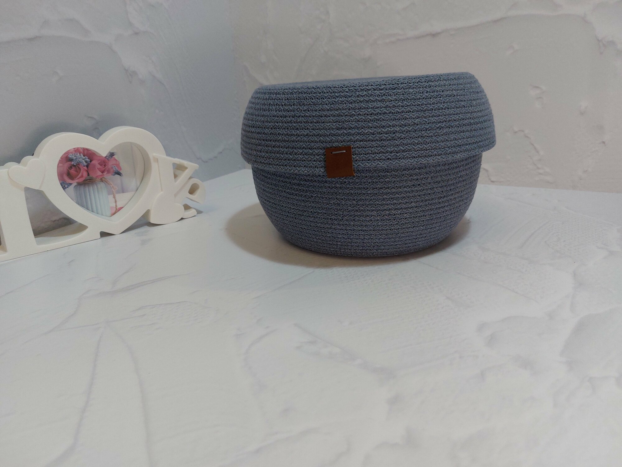 Корзина для хранения с крышкой из хлопкового шнура COZY HANDMADE 16*23 см