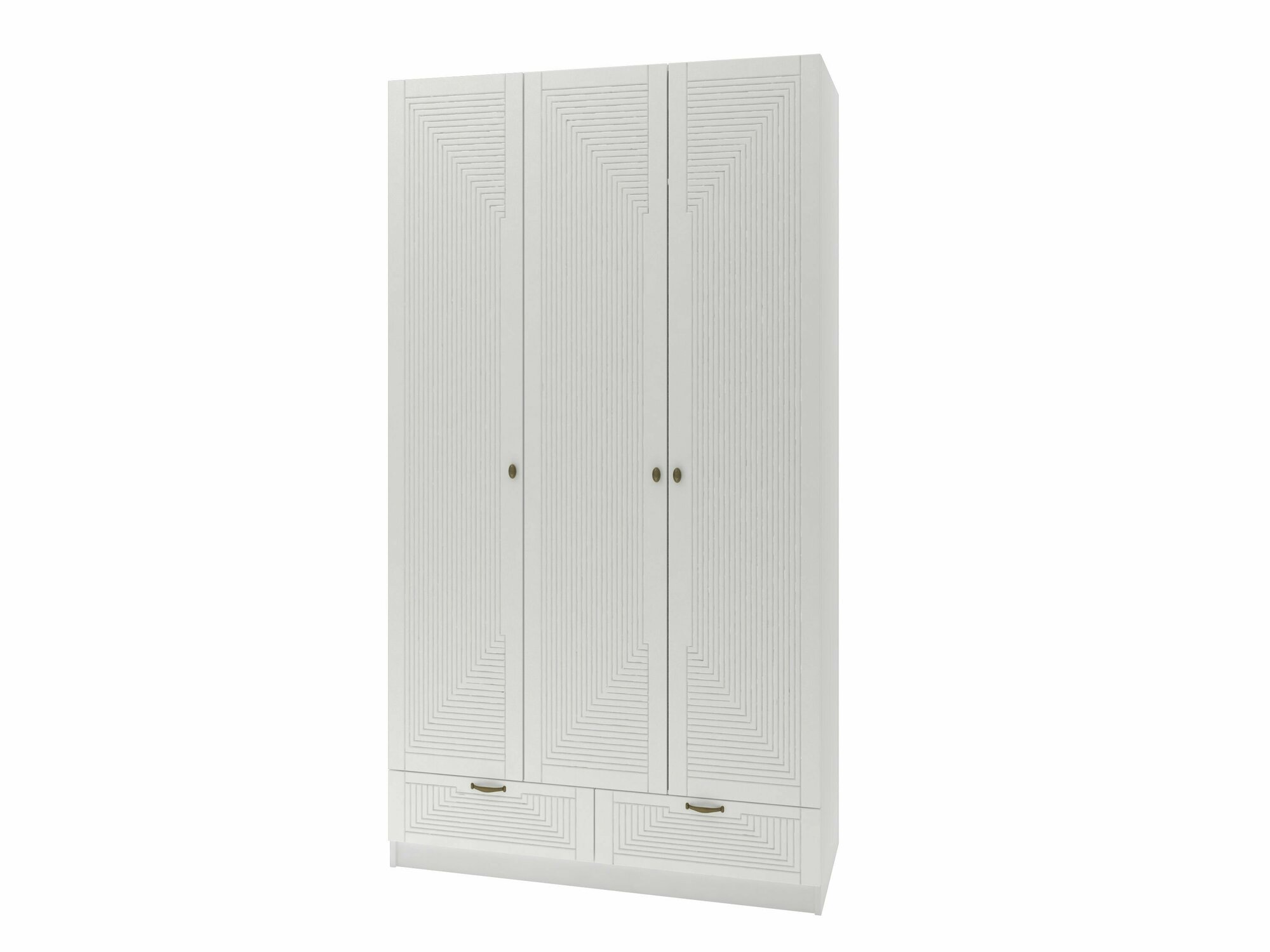 Шкаф распашной МногоМеб Т-3 Фараон 120х55х200 трехстворчатый, МДФ фрезер SF-027 Лотос, корпус белый гладкий, 2 ящика