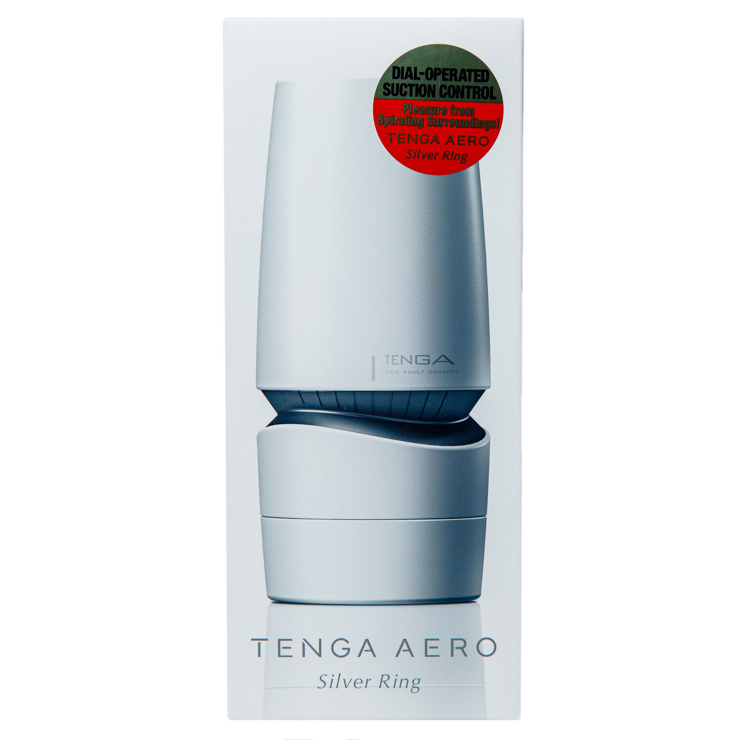 Мастурбатор Tenga Aero Silver Ring, вакуумный, 10 уровней, силикон, анодированный пластик