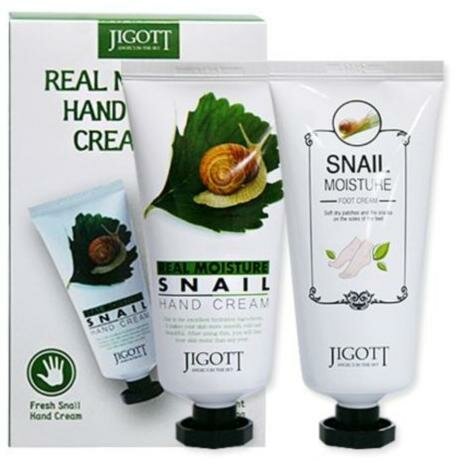 Jigott Real Moisture Snail Set Набор кремов для рук и ног с экстрактом слизи улитки 2*100 мл