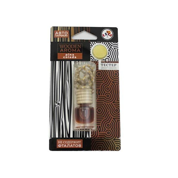 Ароматизатор FOUETTE "Wooden Aroma" WA-07 "Pina Colada" подвесной, в стеклянном флаконе