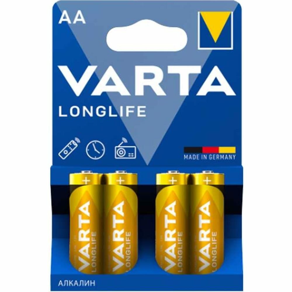 Батарейки Varta LONGLIFE AA BL4 4008496525157 04106101414