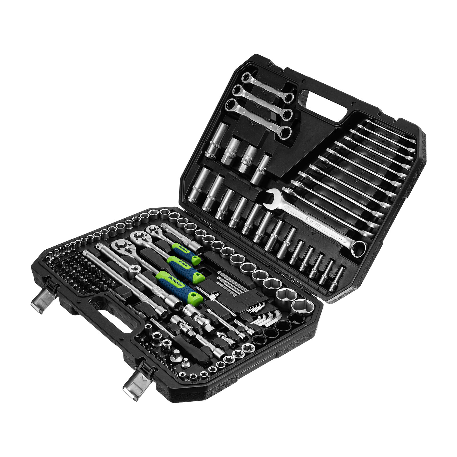 Набор инструментов, 1/2", 3/8", 1/4", пластиковый кейс 160 предм. Сибртех 14172