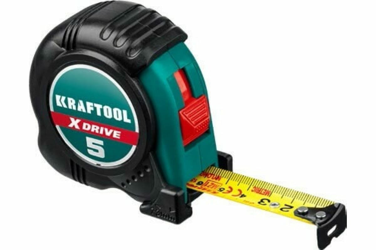 KRAFTOOL X-Drive рулетка 5 м/19 мм с ударопрочным обрезиненным корпусом для точности