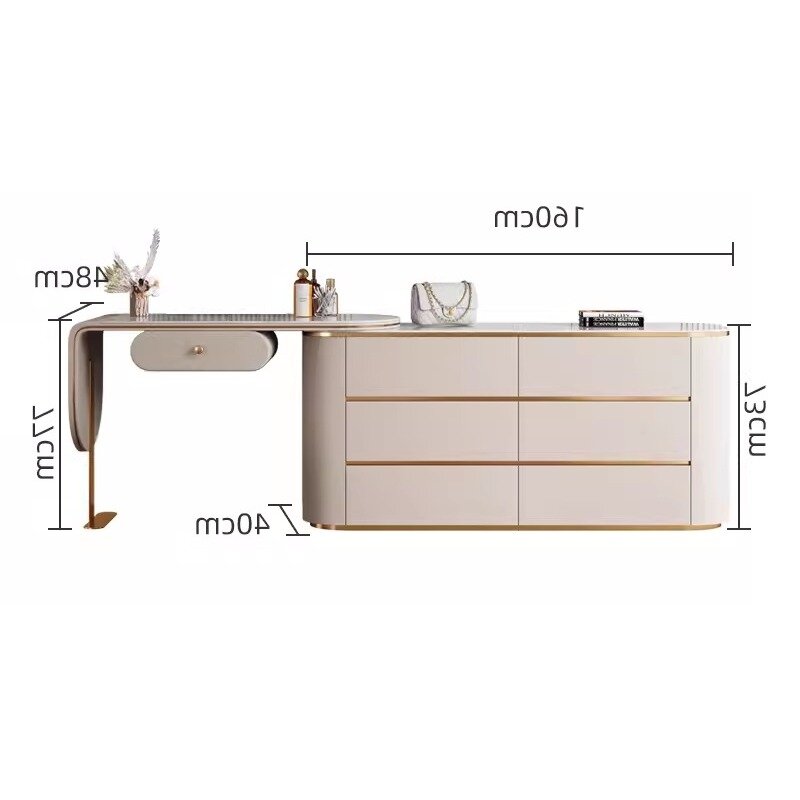 Туалетный столик с комодом 160 см Rocie (Стол с комодом / 100см / левый)