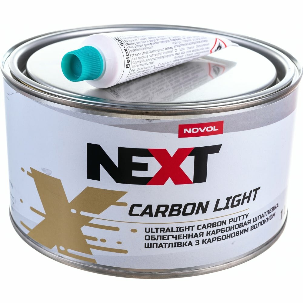 Шпатлевка NOVOL CARBON LIGHT с карбоном и стекловолокном, облегченная, банка 1 л, с отвердителем 90952