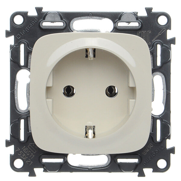 Механизм розетки Valena Allure 753821 "евр" безвинтовые зажимы с/п слоновая кость Legrand