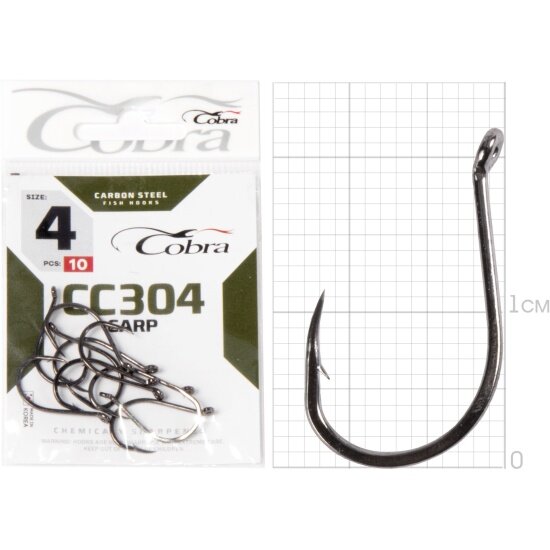 Крючки Cobra CARP CC304 размер 004 10шт.