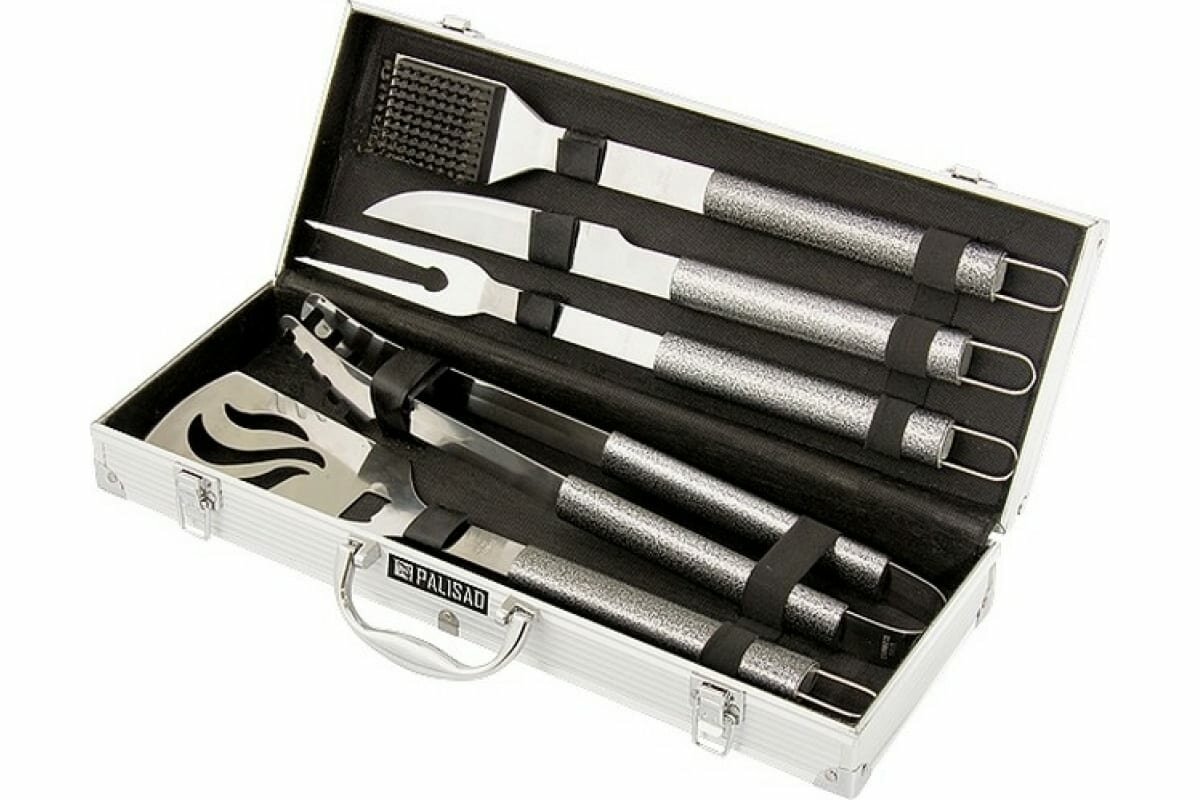 Набор приборов для барбекю 5шт в алюм. кейсе Camping// Palisad 69579