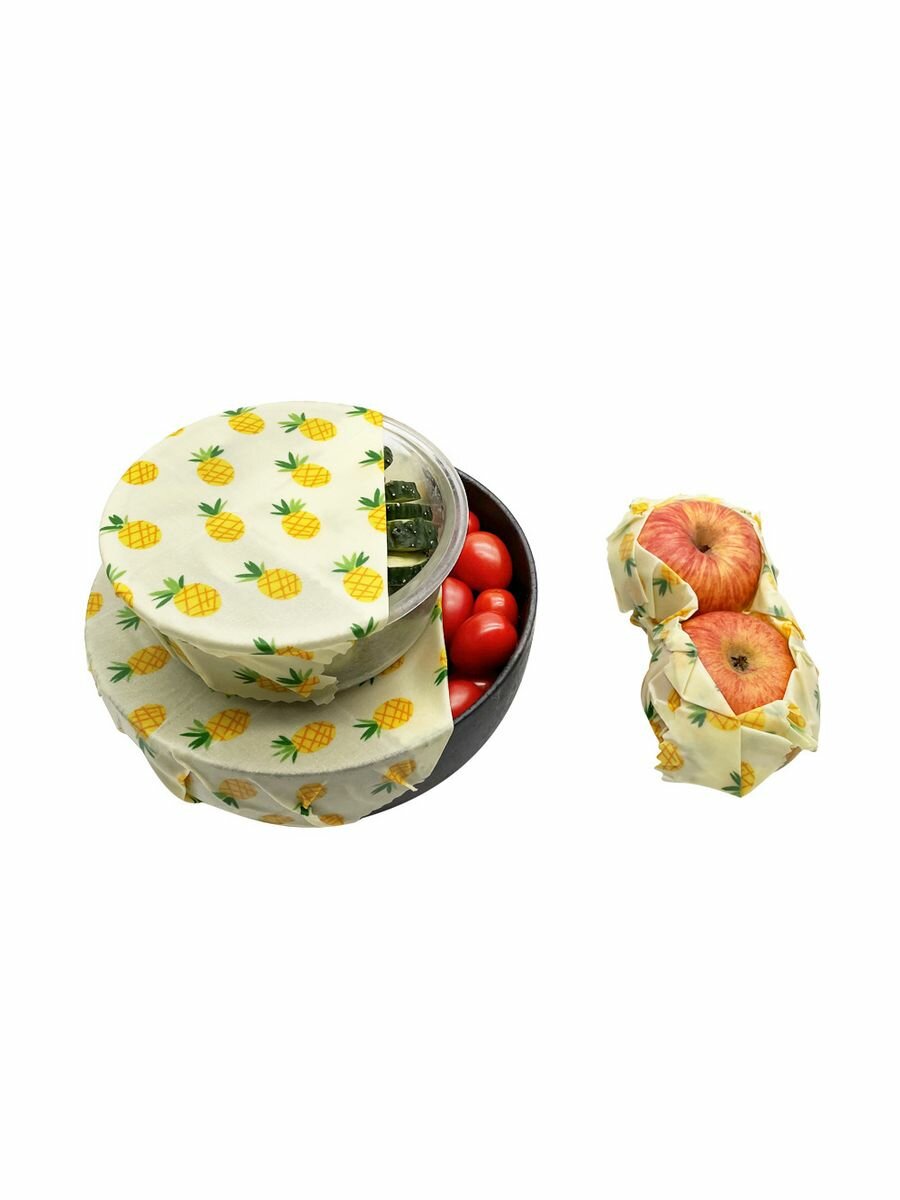 Восковые салфетки для хранения продуктов T&Z "Ананасы", многоразовые,3 шт