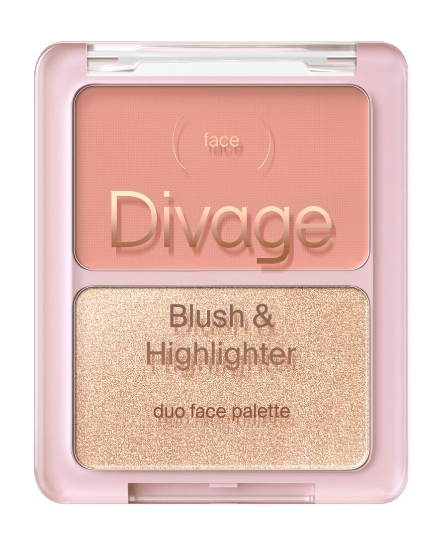 DIVAGE Палетка для лица Blush & Highlighter Duo Face Palette, 4 г, 01