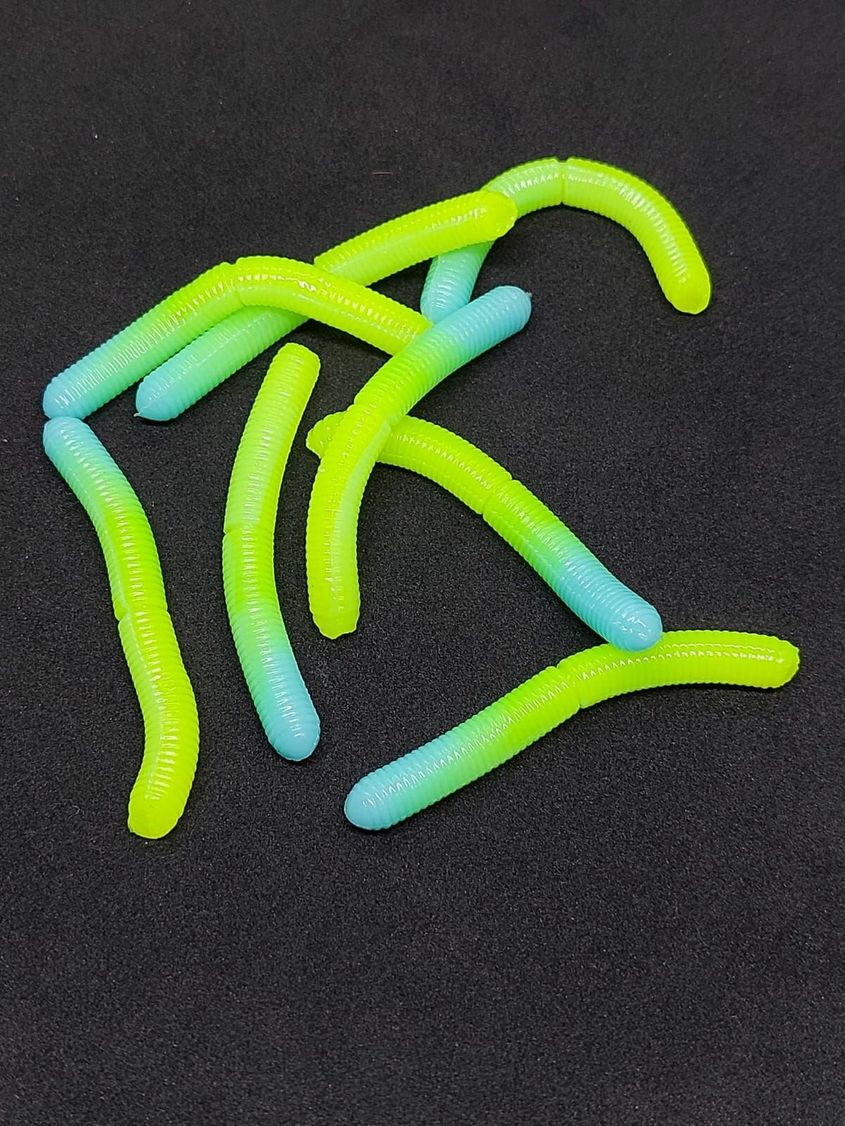 Форелевая Силиконовая приманка Либра. Реплика. Толстая 65 мм. Голубой- лимон