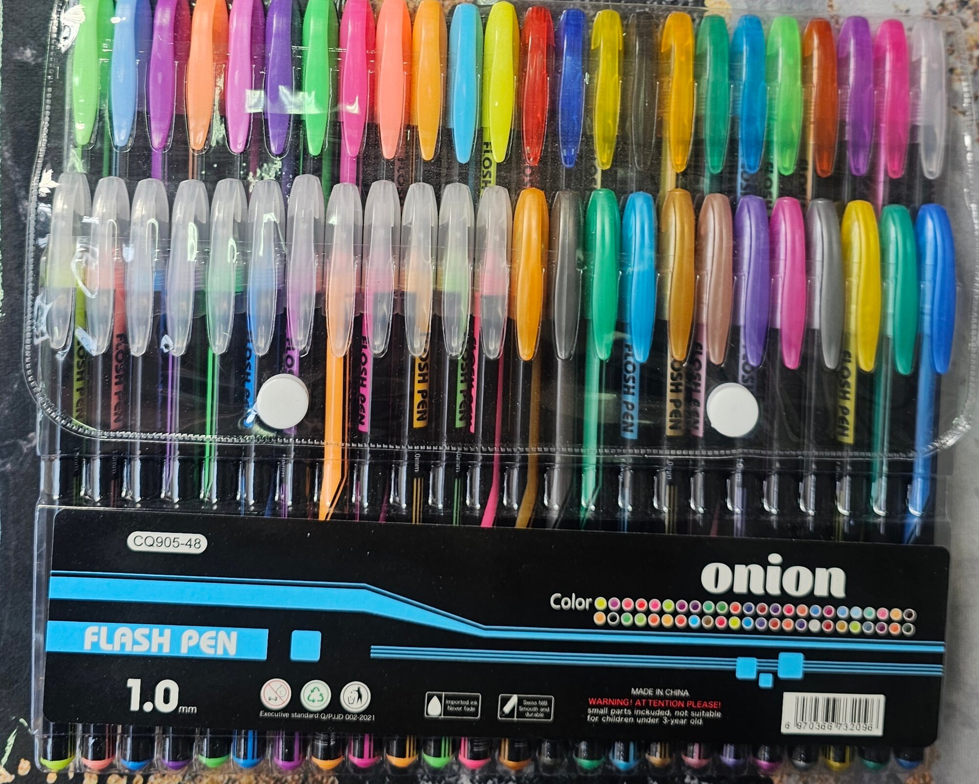 Цветные гелевые ручки 48 штук ZUIXUA 1,0 мм, глиттерные с блесткам, металлик, пастельные неоновые флуоресцентные