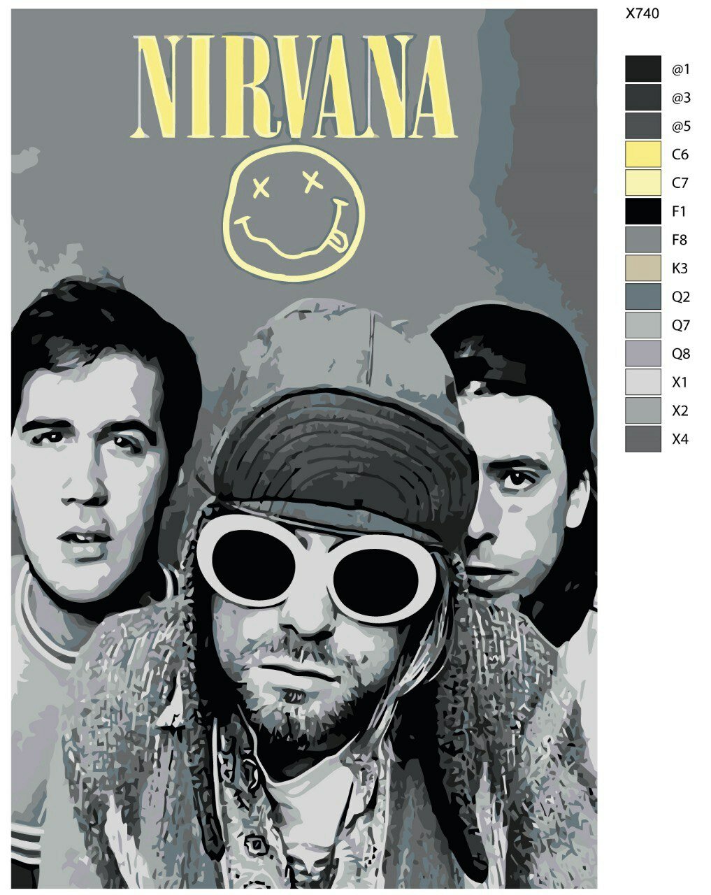 Картина по номерам X-740 "Рок-группа Nirvana" 40х60