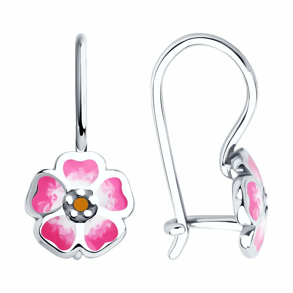 Серьги, серебро, 925 проба, родирование, эмаль