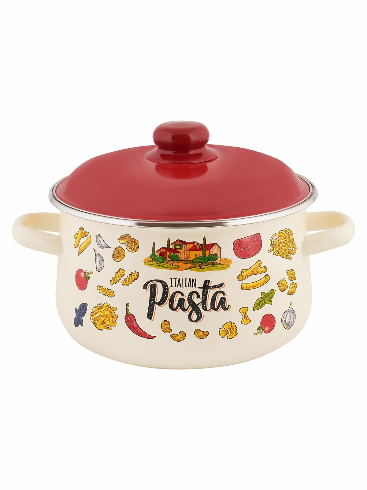 Кастрюля эмалированная Appetite Pasta ITALIAN, с крышкой, 4 л