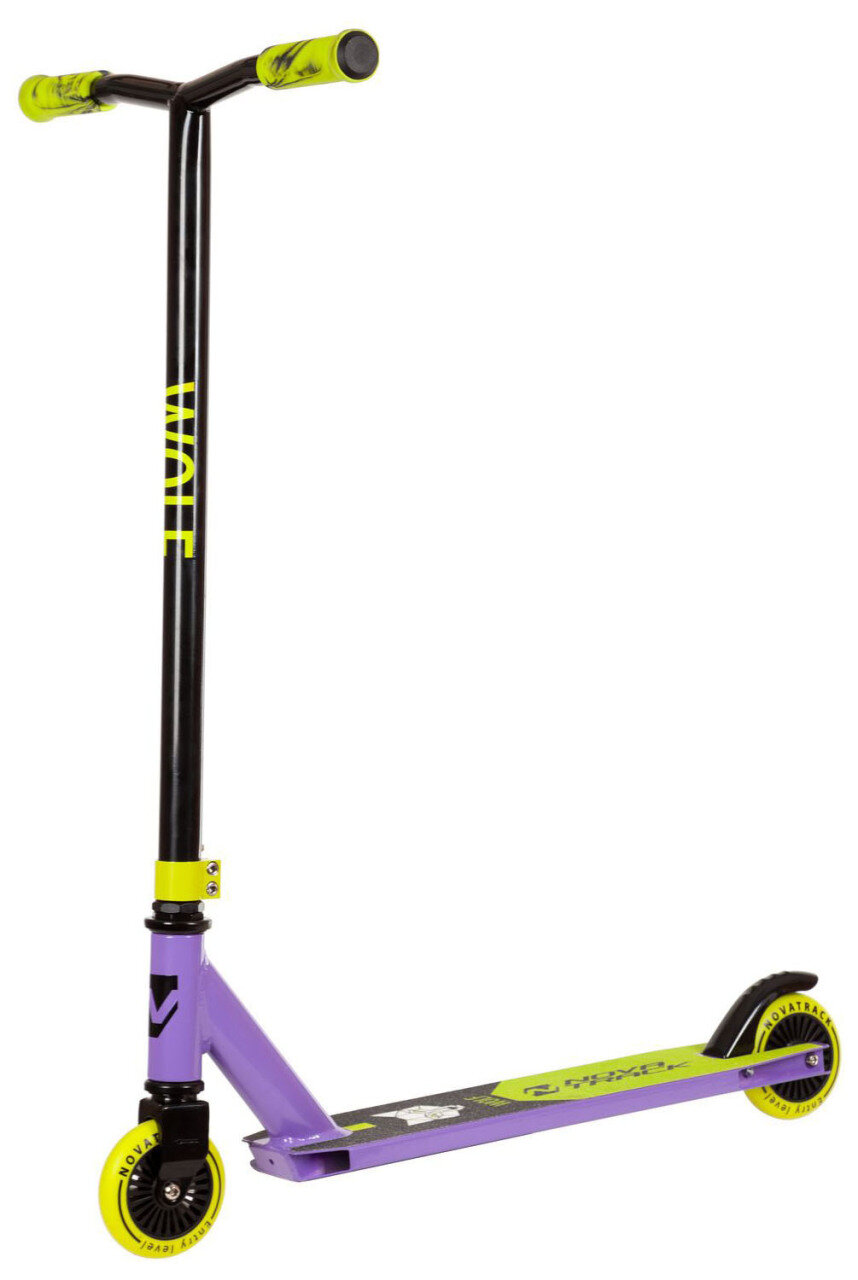 Самокат Novatrack Wolf'60 100P (2024) Черно-фиолетово-желтый