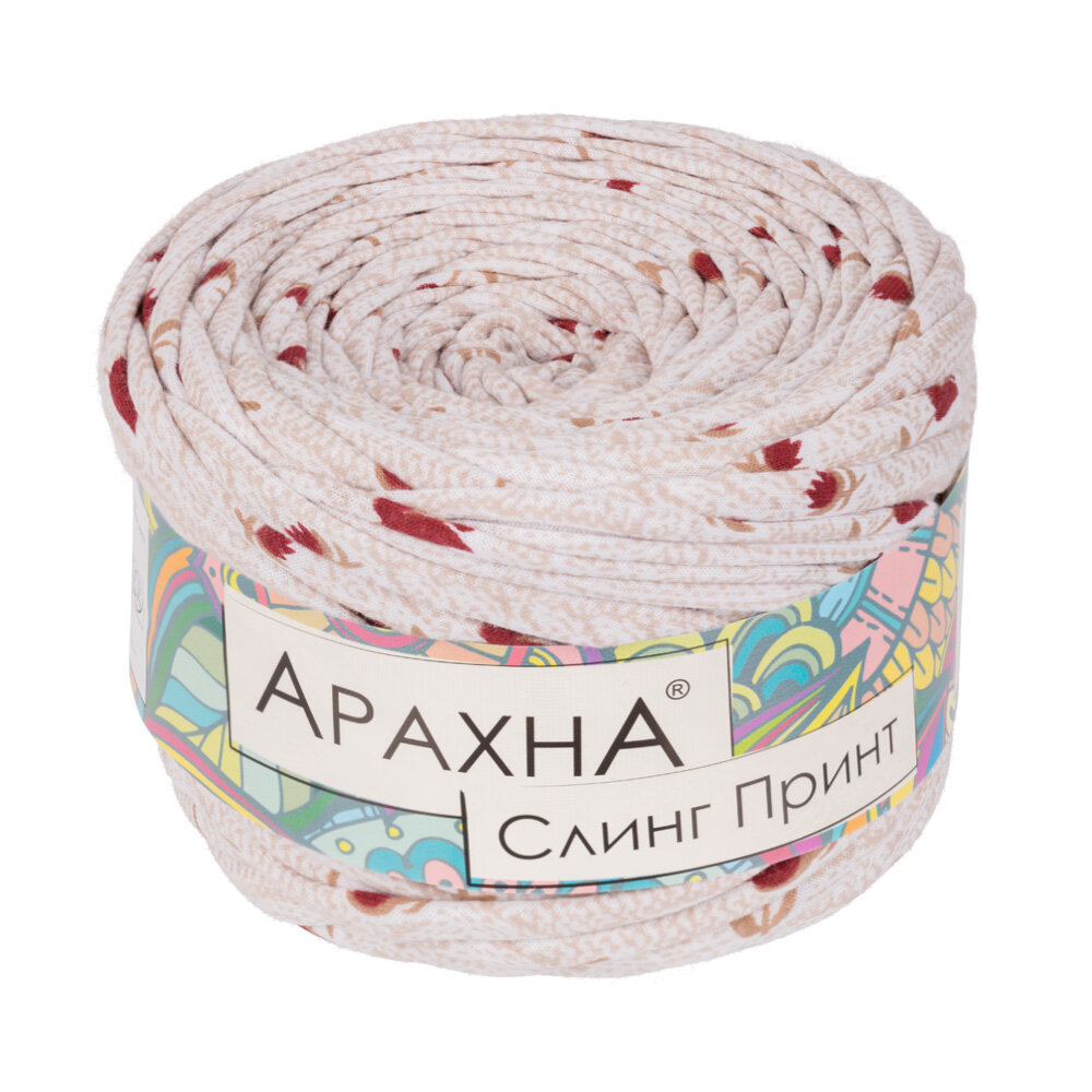 Пряжа ARACHNA "Sling Print" 100% хлопок 150 г 50 м № 011 цветочек_бежевый