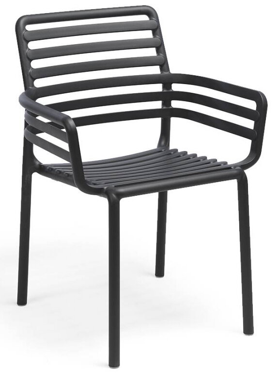 Кресло Doga Nardi черный, пластик, твердое сиденье, с подлокотниками