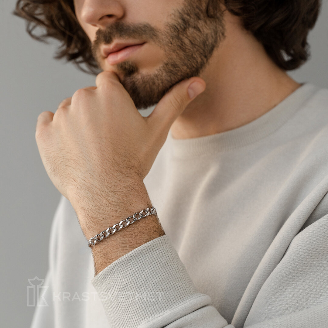 Браслет-цепочка, серебро, 925 проба, родирование