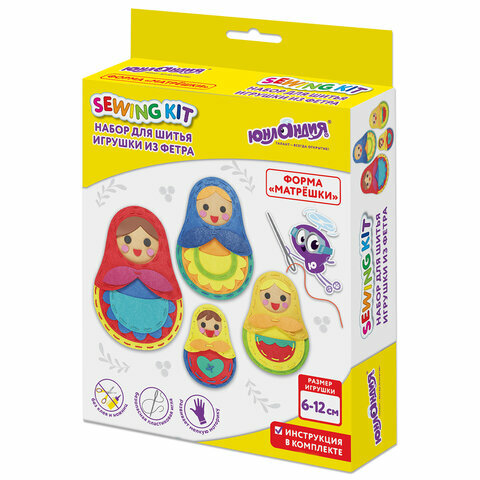 Набор для шитья игрушки из фетра "Матрешки", 4 игрушки, юнландия, 664737