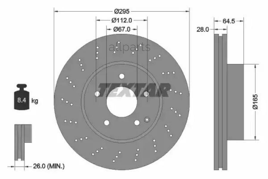 TEXTAR 92165005 Диск тормозной передний высокоуглеродистый с покрытием PRO+ MERCEDES-BENZ TEXTAR 92165005