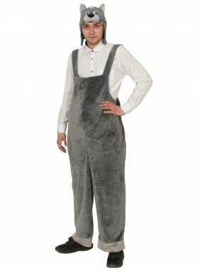 Костюм взрослый Кот серый плюш (52-54)