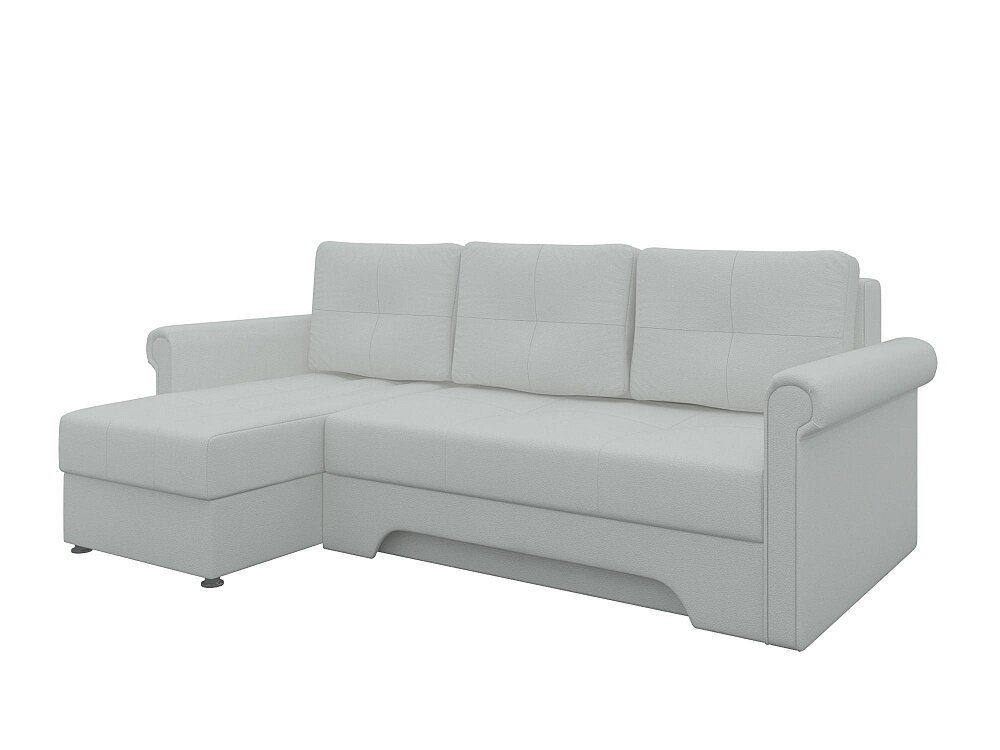 Угловой диван Гранд Белый, еврокнижка, 235х150х85 см, с ящиком для белья