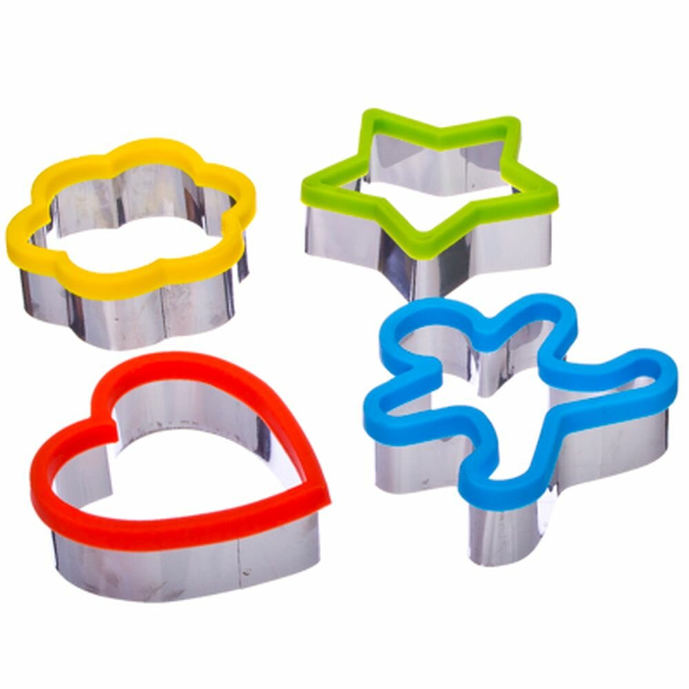 Набор формочек для печенья БЕСТ, 4 шт, металлические, силиконовая обмазка